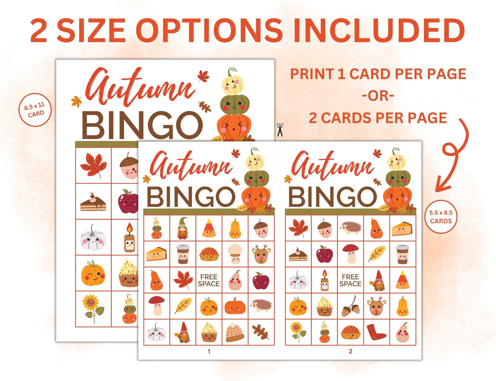 30 Printable Autumn Bingo Cards | Fall Bingo for Kids | Fall Classroom ...