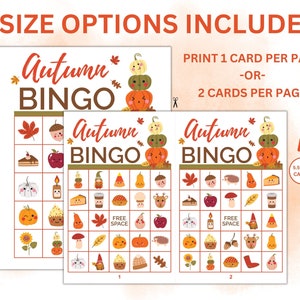 30 Printable Autumn Bingo Cards | Fall Bingo for Kids | Fall Classroom ...