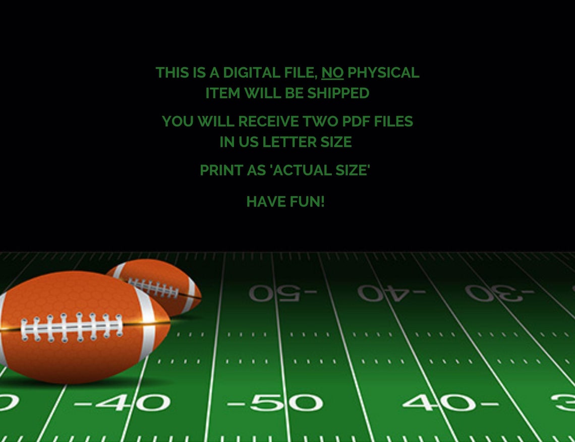 Football Squares Printable Game Board | 50 Square Football Pool | 50 ...