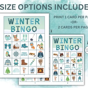 30 Printable Winter Themed Bingo Cards | Winter Party Games | Winter ...