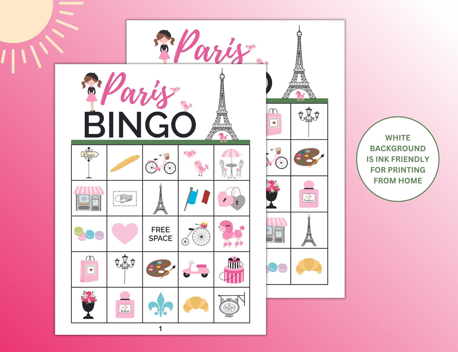 30 Printable Paris Themed Bingo Cards | Paris Party Games | Travel ...