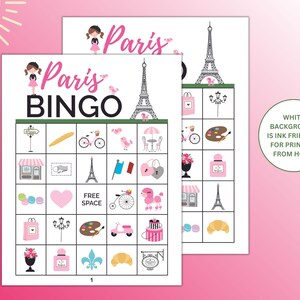 30 Printable Paris Themed Bingo Cards | Paris Party Games | Travel ...
