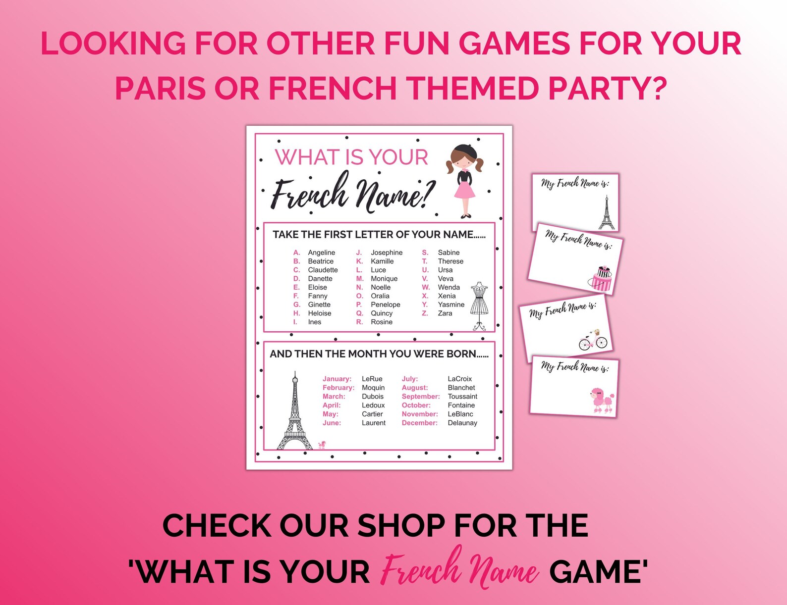 30 Printable Paris Themed Bingo Cards | Paris Party Games | Travel ...