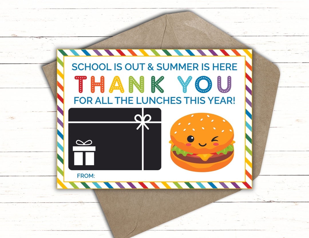 Lunch Lady Thank You Gift Card Holder | School Cafeteria Staff ...