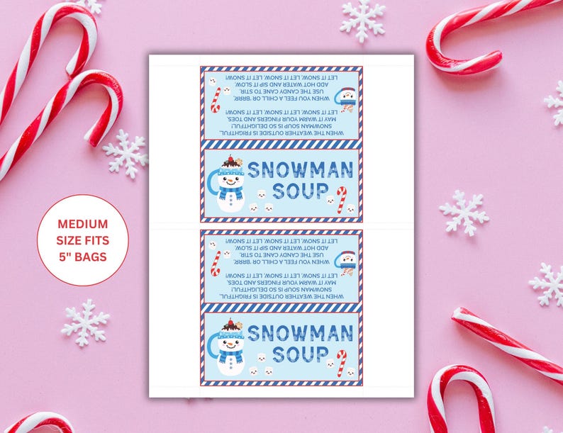 Snowman Soup Treat Bag Topper| Snowman Soup Tag | Hot Chocolate Favors ...
