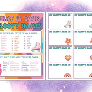 What is Your Groovy Name Printable Game | Groovy Themed Party Game ...