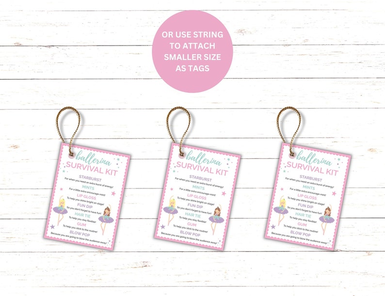 Printable Ballerina Survival Kit Dance Recital Gift Idea Ballerina Gift ...