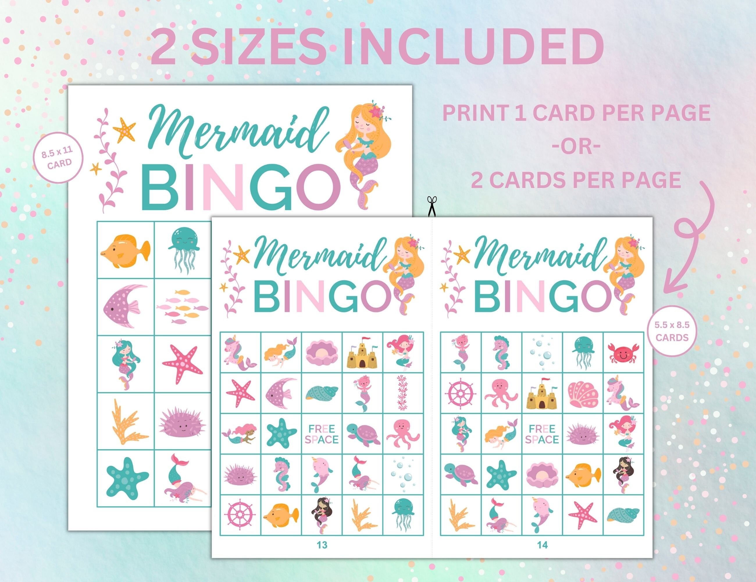 Mermaid Bingo Game| Mermaid Party Printable Game | Under the Sea Party ...