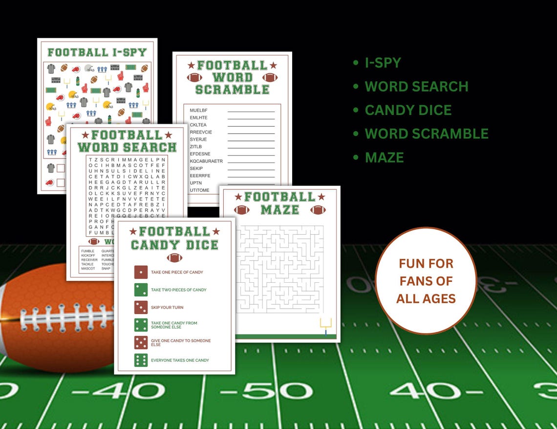 10 Printable Football Party Games | Football Watch Party Games | Big ...
