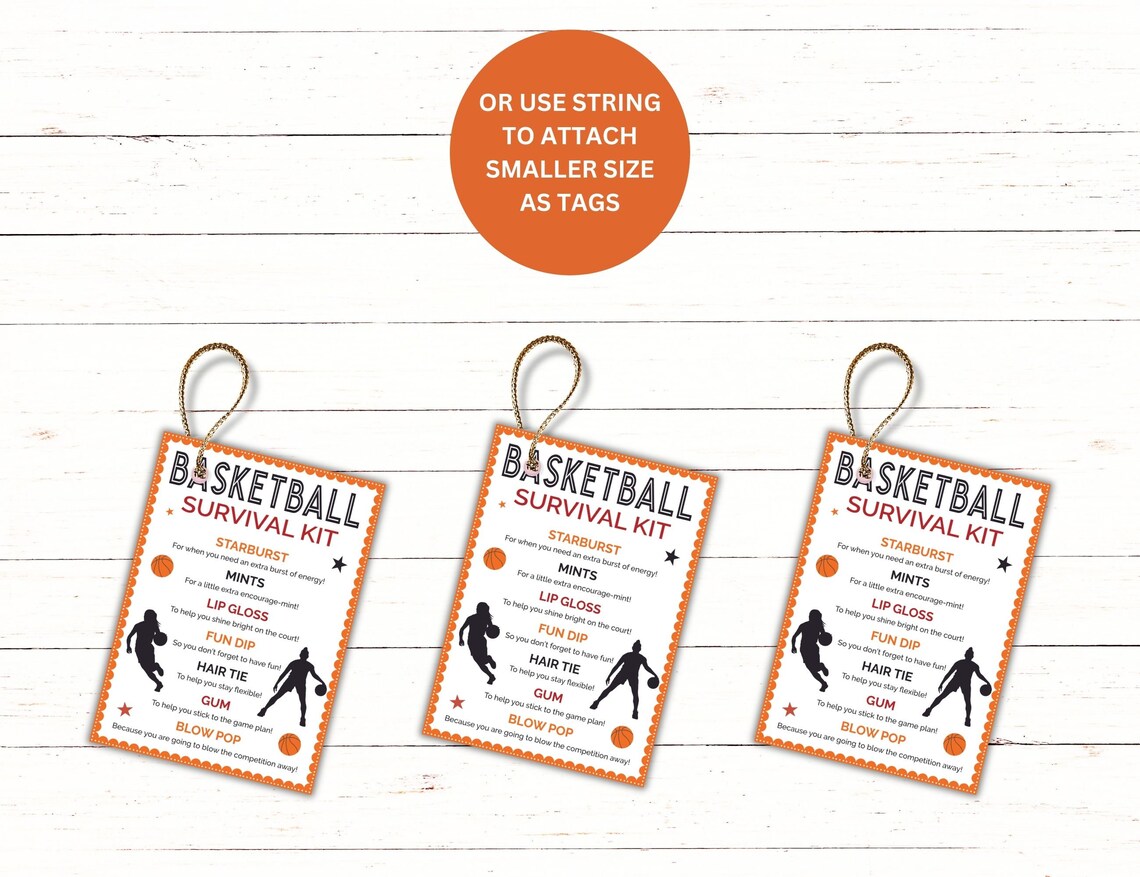 Printable Girls Basketball Survival Kit | Basketball Player Gift Idea ...