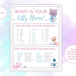 What is Your Kitty Name Printable Game | Kitty Cat Party Games | Cat ...