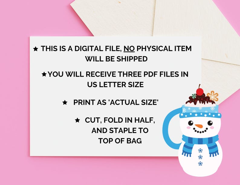 Snowman Soup Treat Bag Topper| Snowman Soup Tag | Hot Chocolate Favors ...