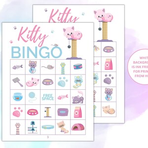 30 Printable Kitty Themed Bingo Cards | Kitty Cat Party Games | Cat ...