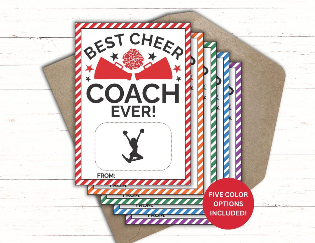 Printable Cheer Coach Gifts | Cheer Coach Thank You Card | Best Cheer ...