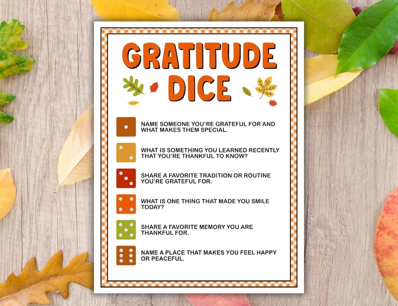 Gratitude Dice Game, Gratitude Games, Gratitude Prompts, Fall Gratitude ...