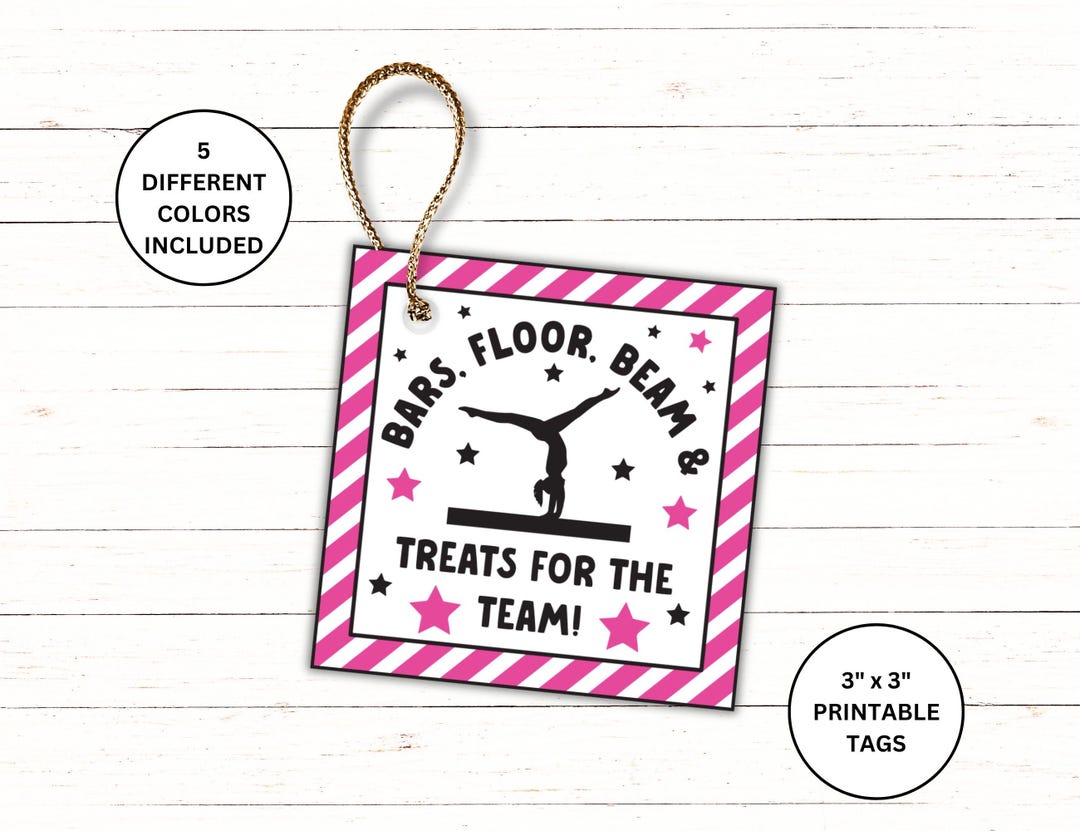 Gymnastics Meet Day Gift Tags | Gymnastics Team Gifts | Gymnastics ...