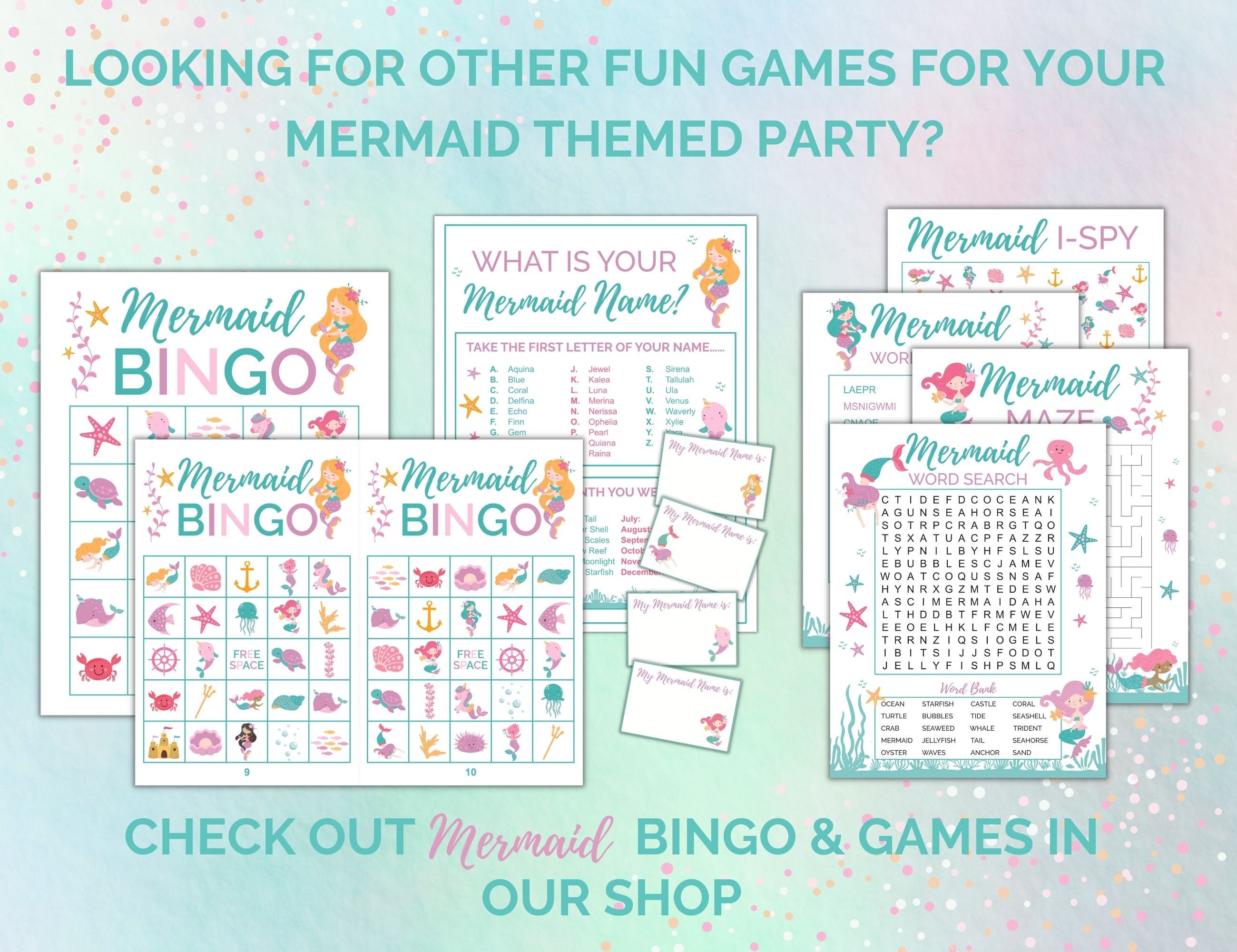 Mermaid Candy Dice Printable Game | Mermaid Themed Party Game | DIY ...