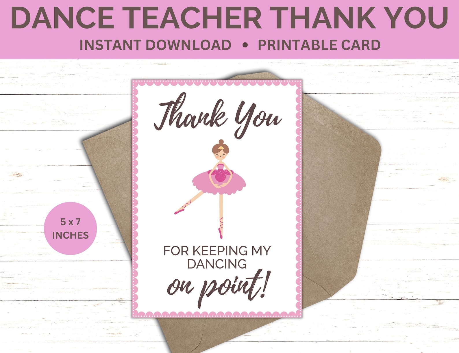 Printable Dance Teacher Card | Dance Recital Card | Ballerina Card ...