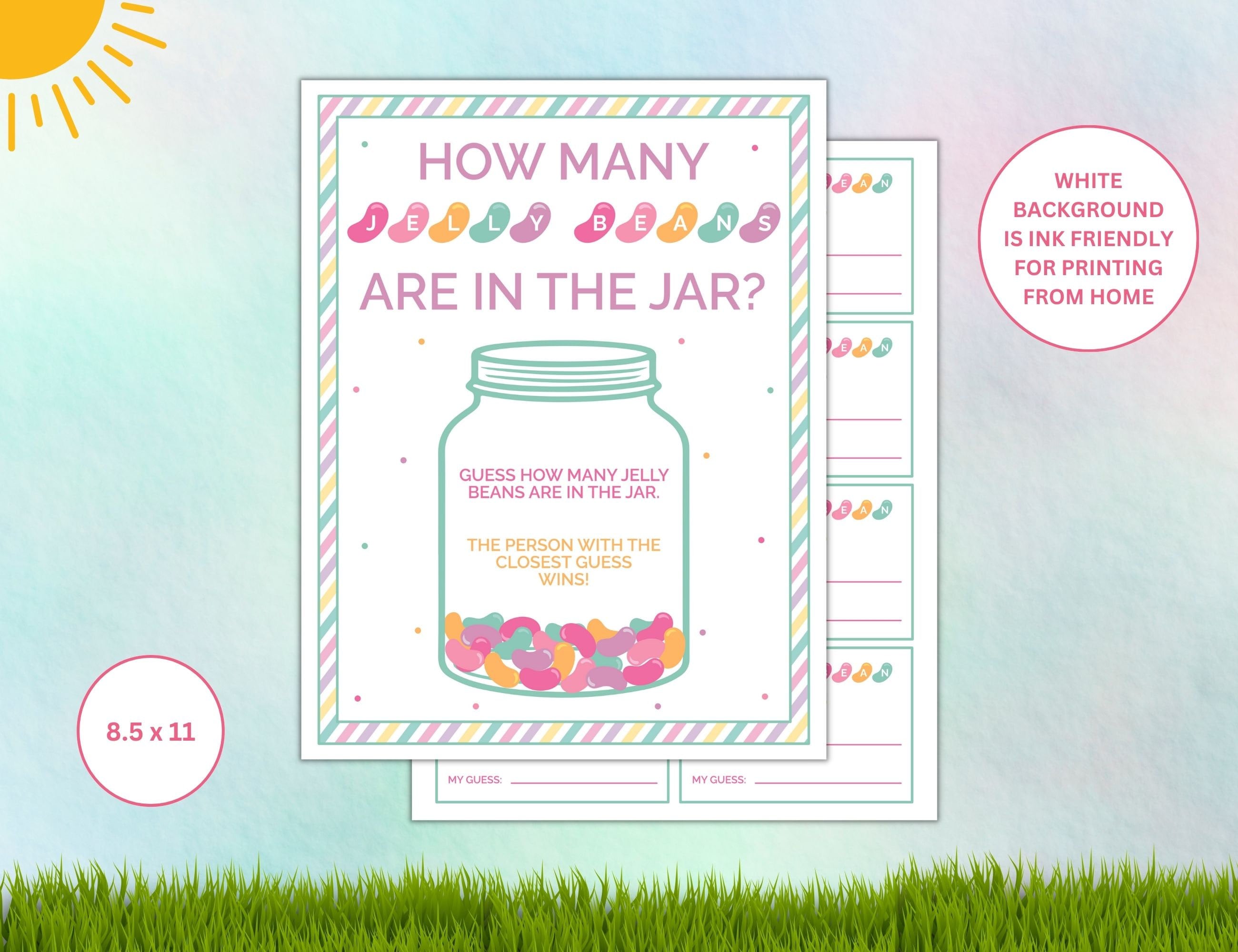 Printable Jelly Bean Guessing Game Sign and Cards | Guess How Many ...