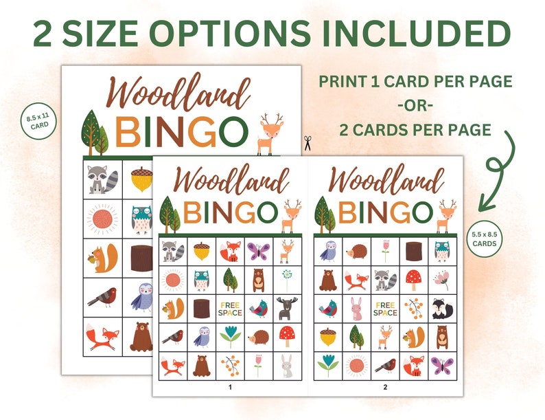 30 Printable Woodland Bingo Cards | Woodland Bingo for Kids | Woodland ...