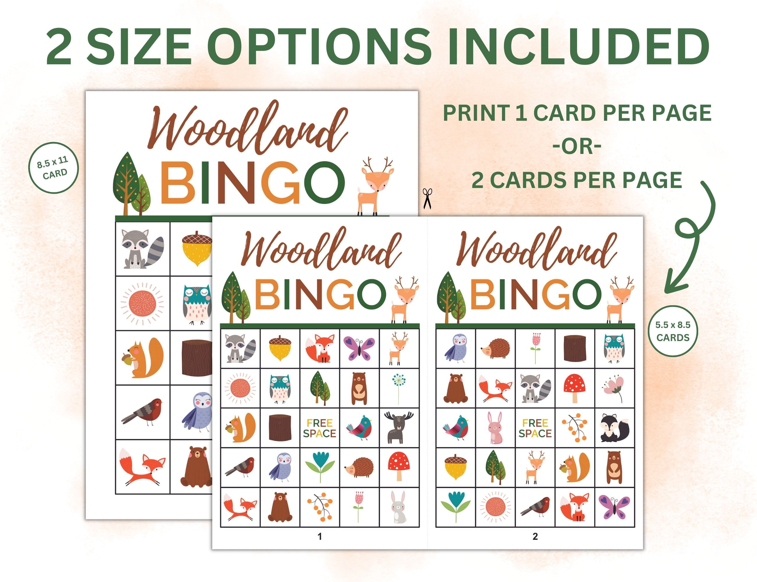 30 Printable Woodland Bingo Cards | Woodland Bingo for Kids | Woodland ...