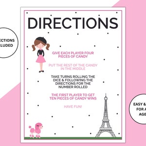 Paris Candy Dice Printable Game | Paris Themed Party Game | DIY Party ...