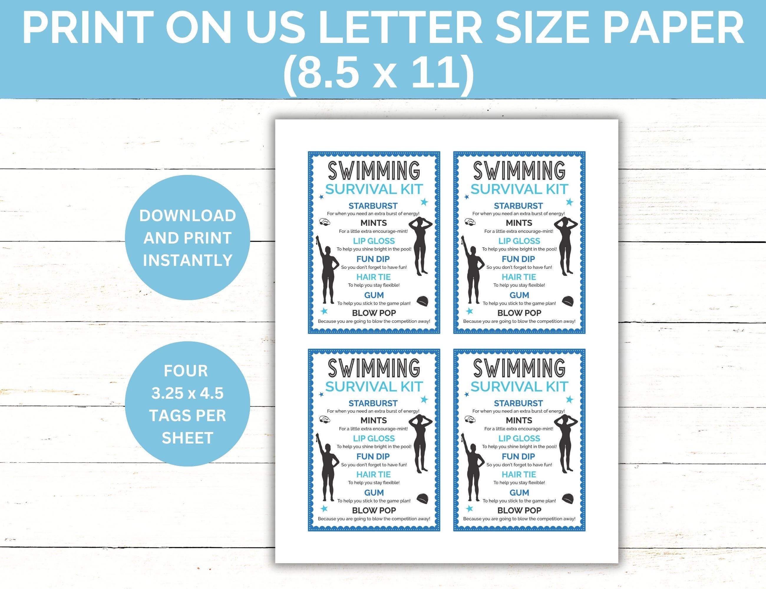 Printable Girls Swimming Survival Kit | Swimmer Gift Idea| Swim Team ...
