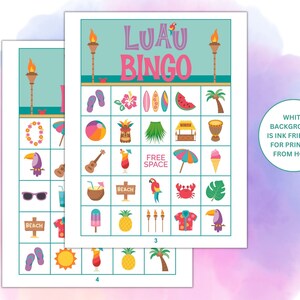 30 Printable Luau Themed Bingo Cards | Hawaiian Luau Party Games ...