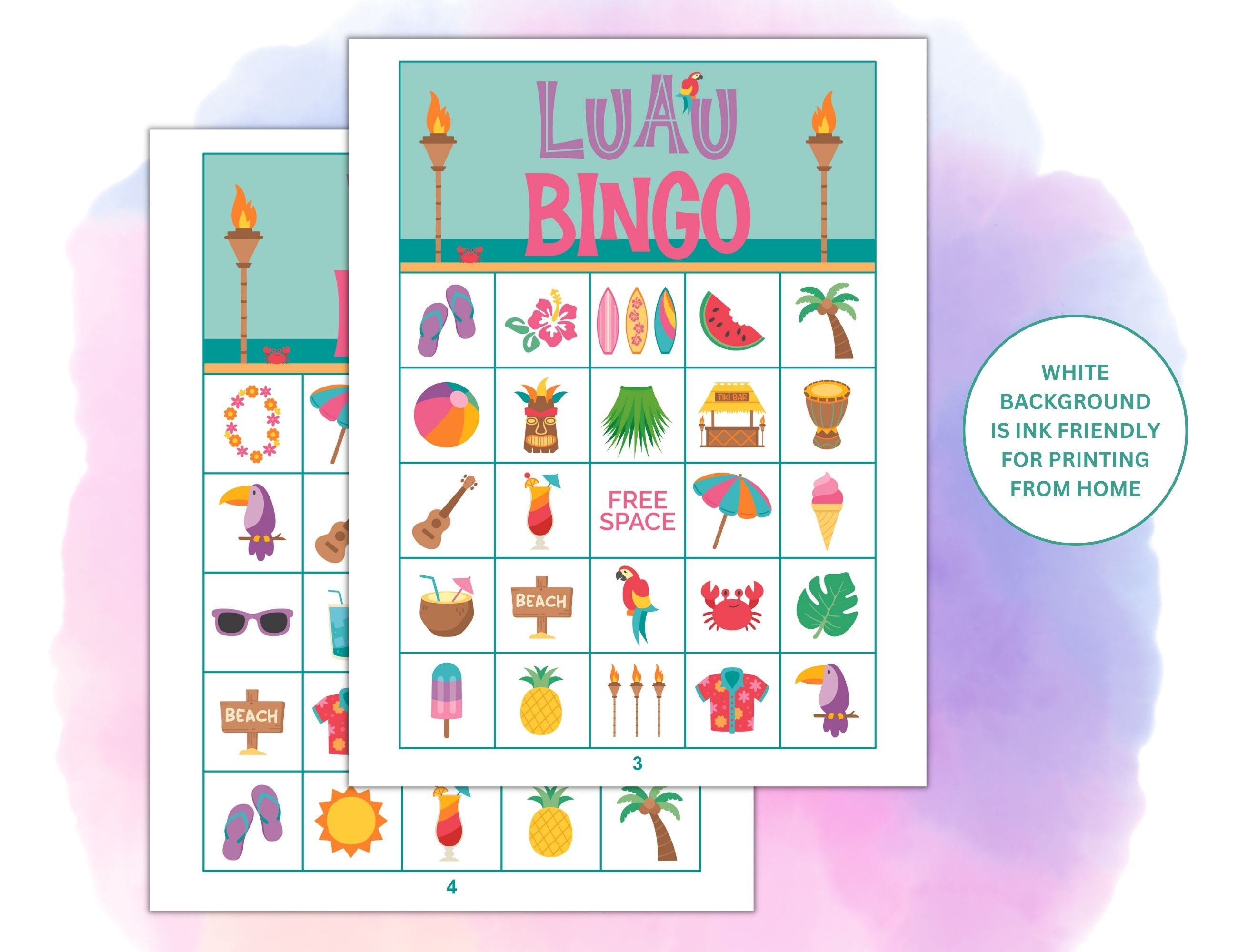 30 Printable Luau Themed Bingo Cards | Hawaiian Luau Party Games ...