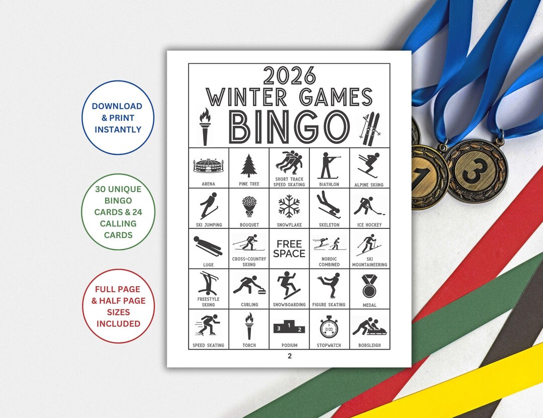 30 Printable 2026 Winter Games Bingo Cards, International Sports Watch ...