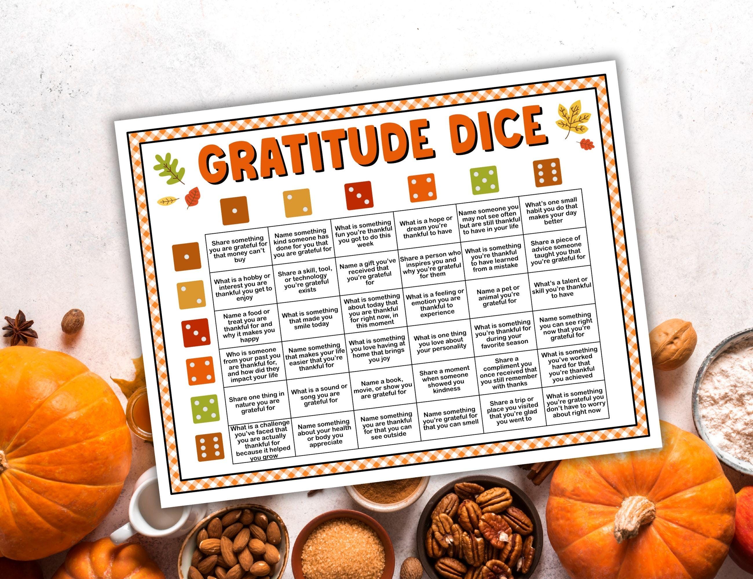 Gratitude Dice Game, Gratitude Games, Gratitude Prompts, Fall Gratitude ...