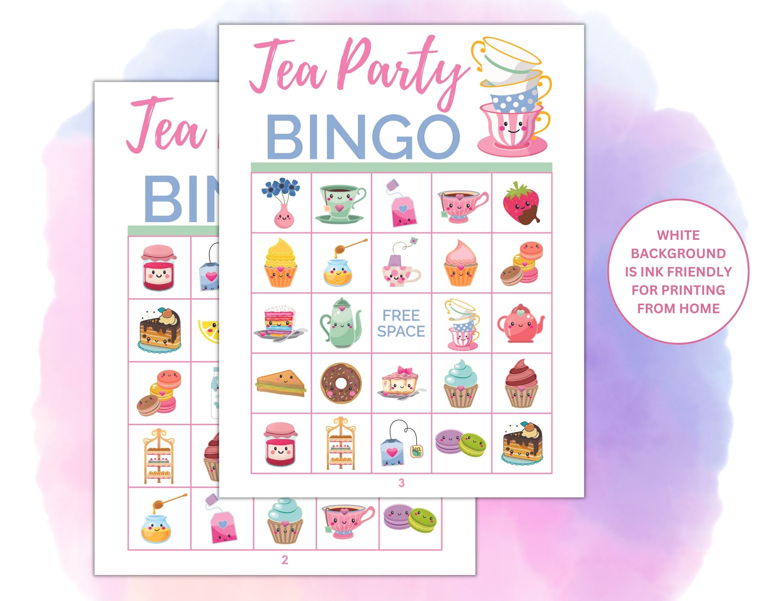 30 Printable Tea Party Themed Bingo Cards | Tea Party Games | Tea Party ...