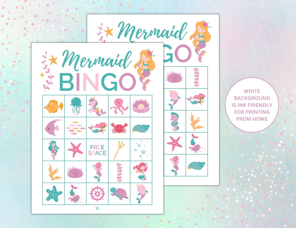 Mermaid Bingo Game Mermaid Party Printable Game Under the Sea Party ...