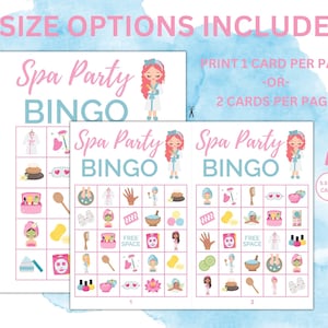 30 Printable Spa Party Themed Bingo Cards | Spa Party Games | Sleepover ...