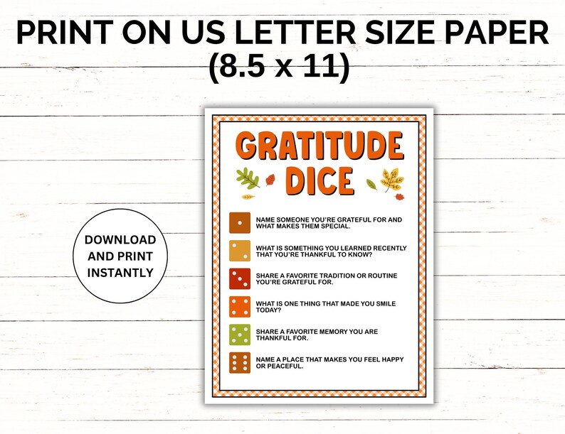 Gratitude Dice Game, Gratitude Games, Gratitude Prompts, Fall Gratitude ...