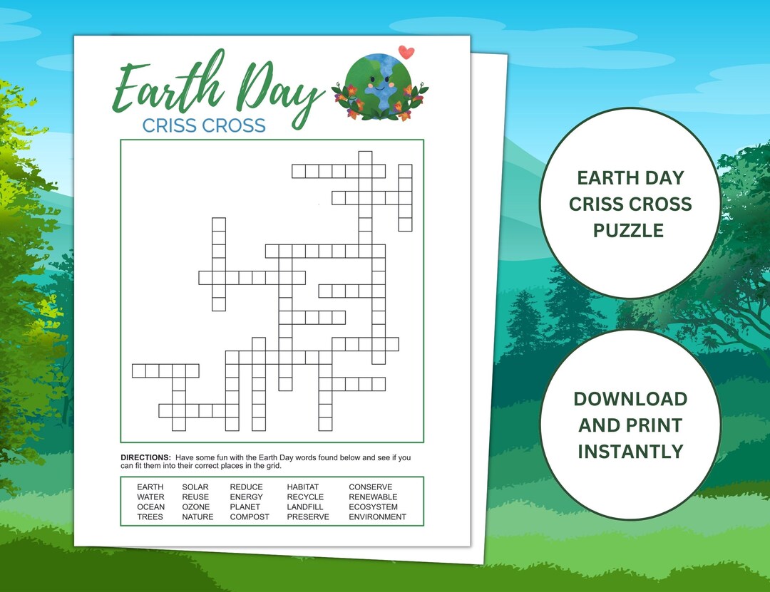 Earth Day Criss Cross Word Puzzle | Earth Day Word Game for Students ...