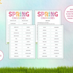 Spring Charades Printable Game | Spring Party Themed Game | Easy Spring ...