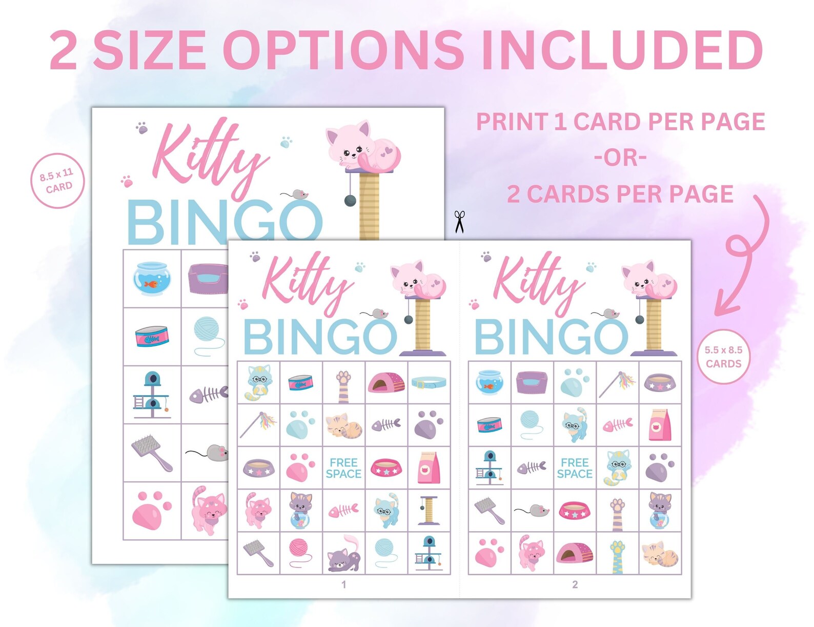 30 Printable Kitty Themed Bingo Cards | Kitty Cat Party Games | Cat ...