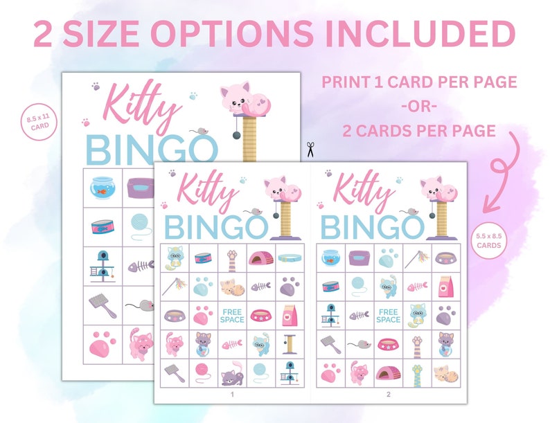 30 Printable Kitty Themed Bingo Cards | Kitty Cat Party Games | Cat ...