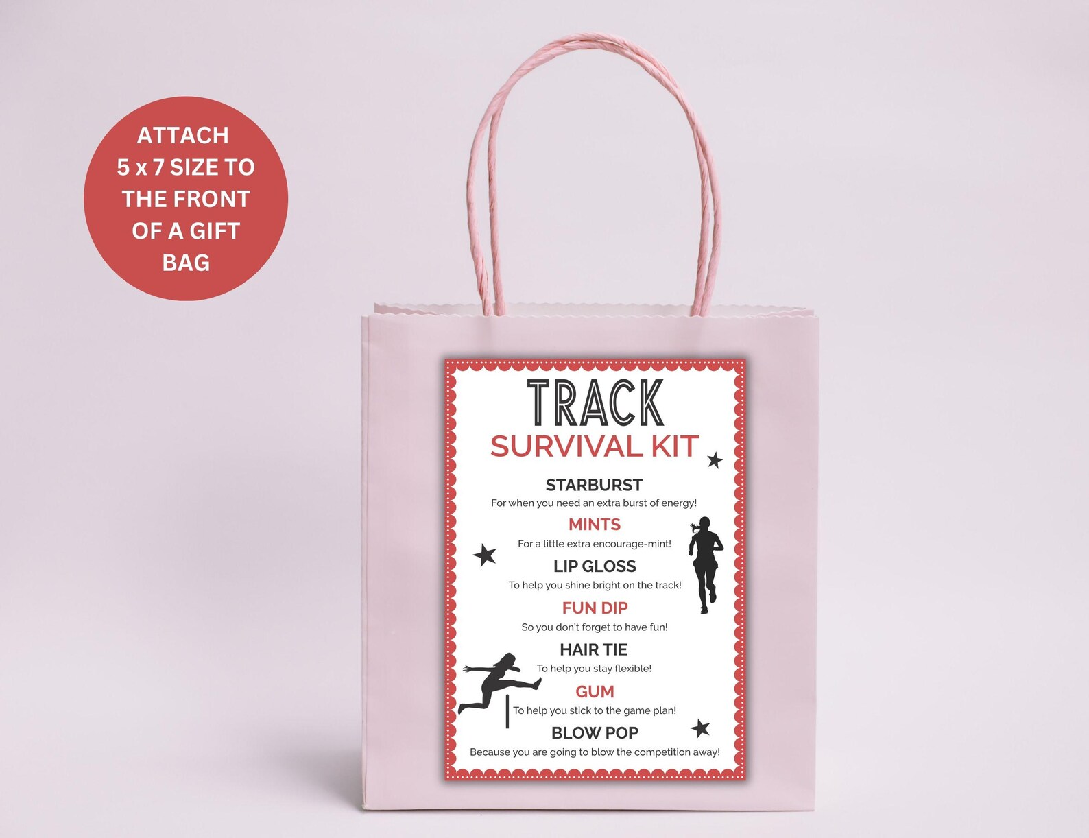 Printable Girls Track and Field Survival Kit | Track Team Gift Bag Idea ...