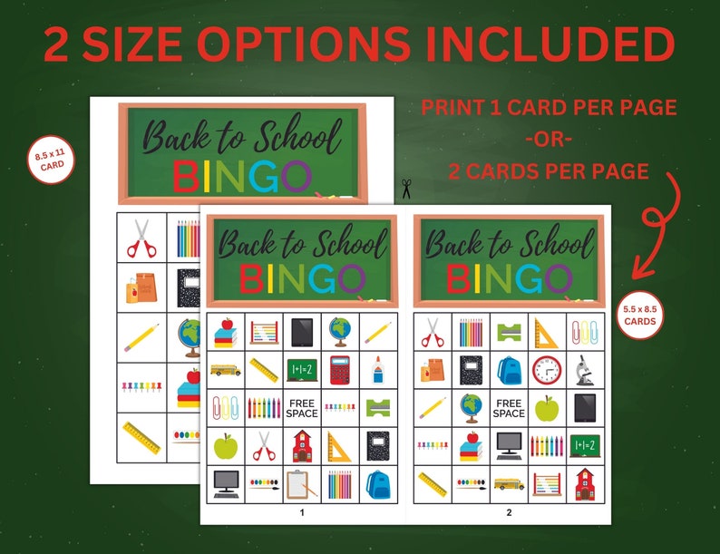 30 Printable Back to School Bingo Cards | Back to School Game ... 30 Printable Back to School Bingo Cards | Back to School Game ...