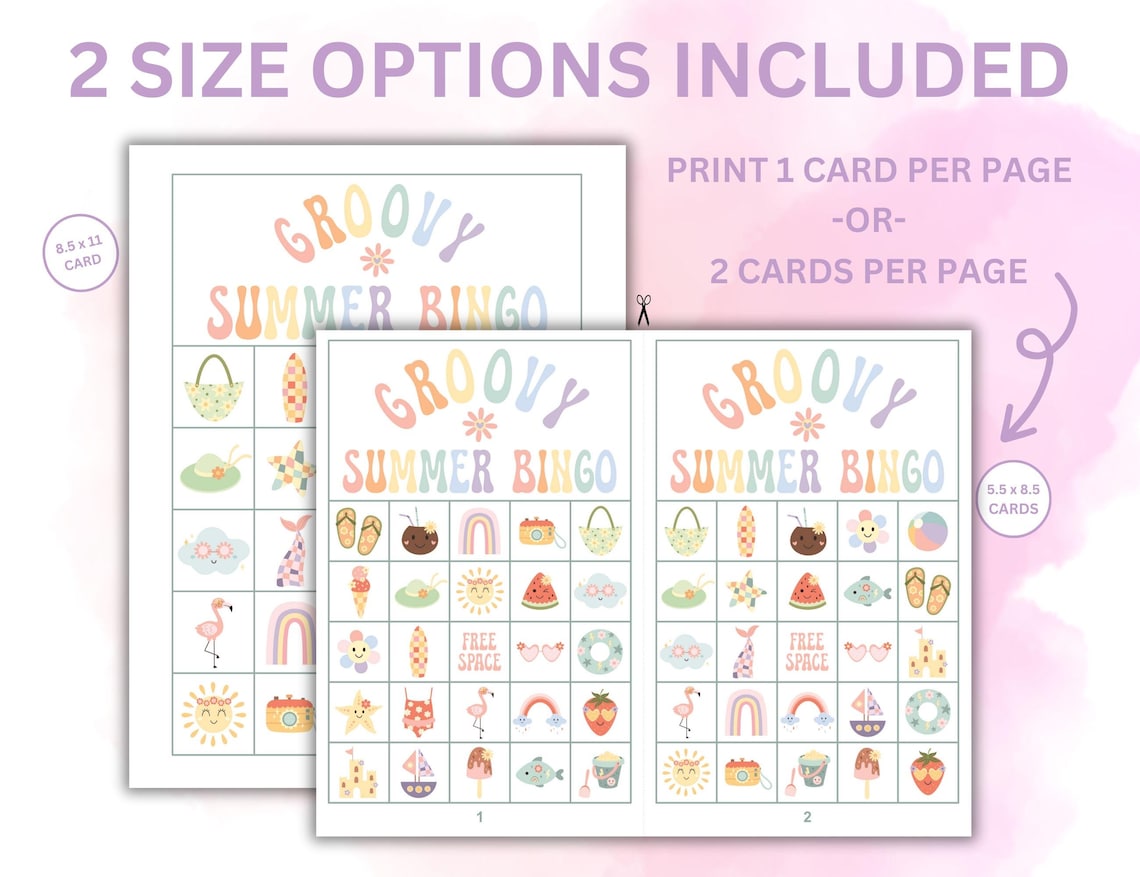 30 Printable Groovy Summer Bingo Cards | Summer Bingo for Kids | Summer ...