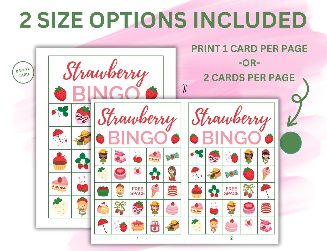 30 Printable Strawberry Themed Bingo Cards | Berry Sweet Party Games ...
