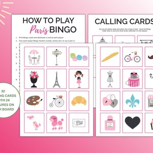 30 Printable Paris Themed Bingo Cards | Paris Party Games | Travel ...