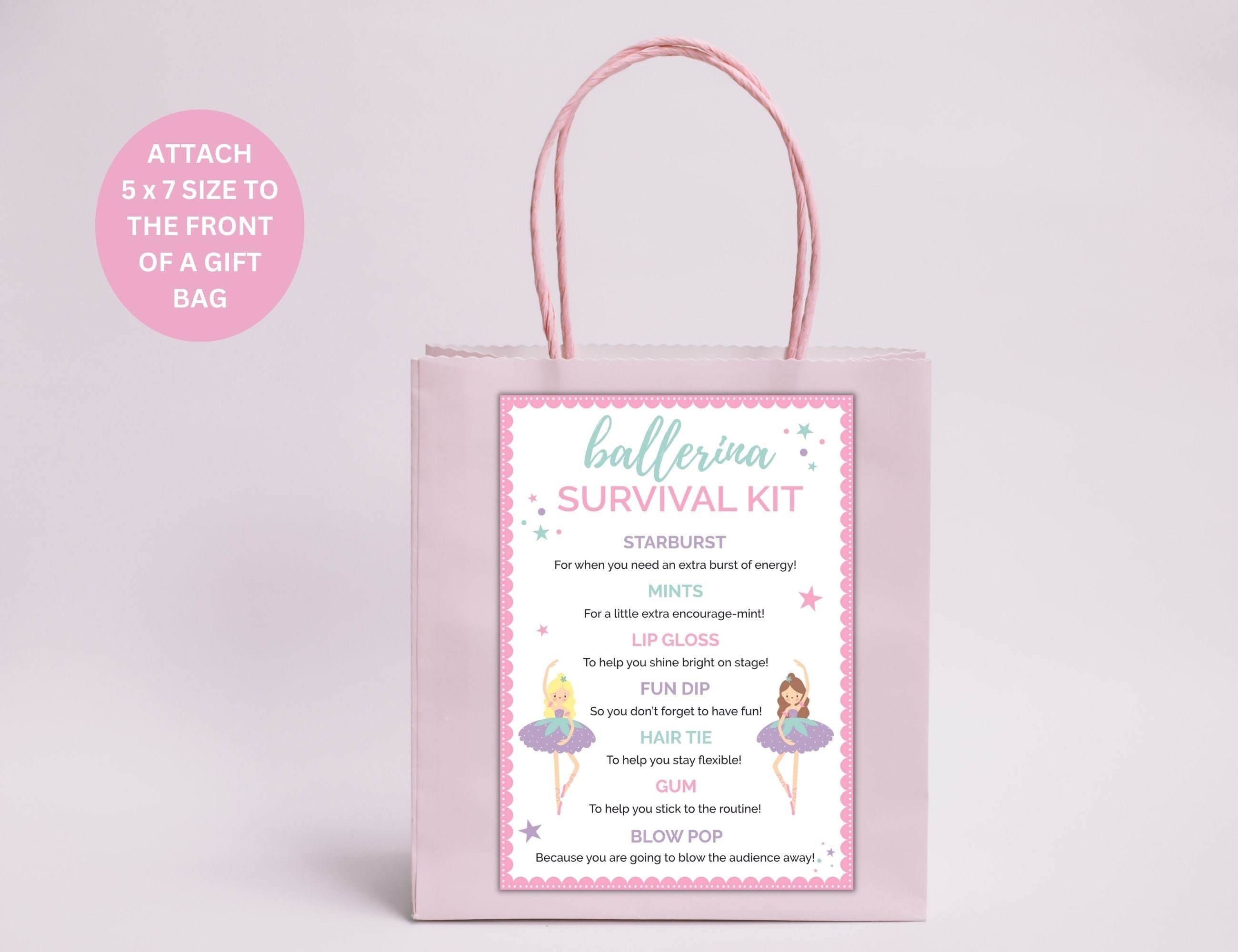 Printable Ballerina Survival Kit | Dance Recital Gift Idea| Ballerina ...