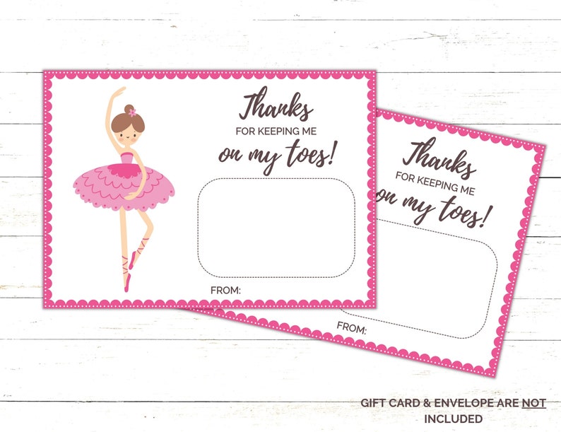 Printable Dance Teacher Thank You Card Gift Card Holder Dance Teacher ...