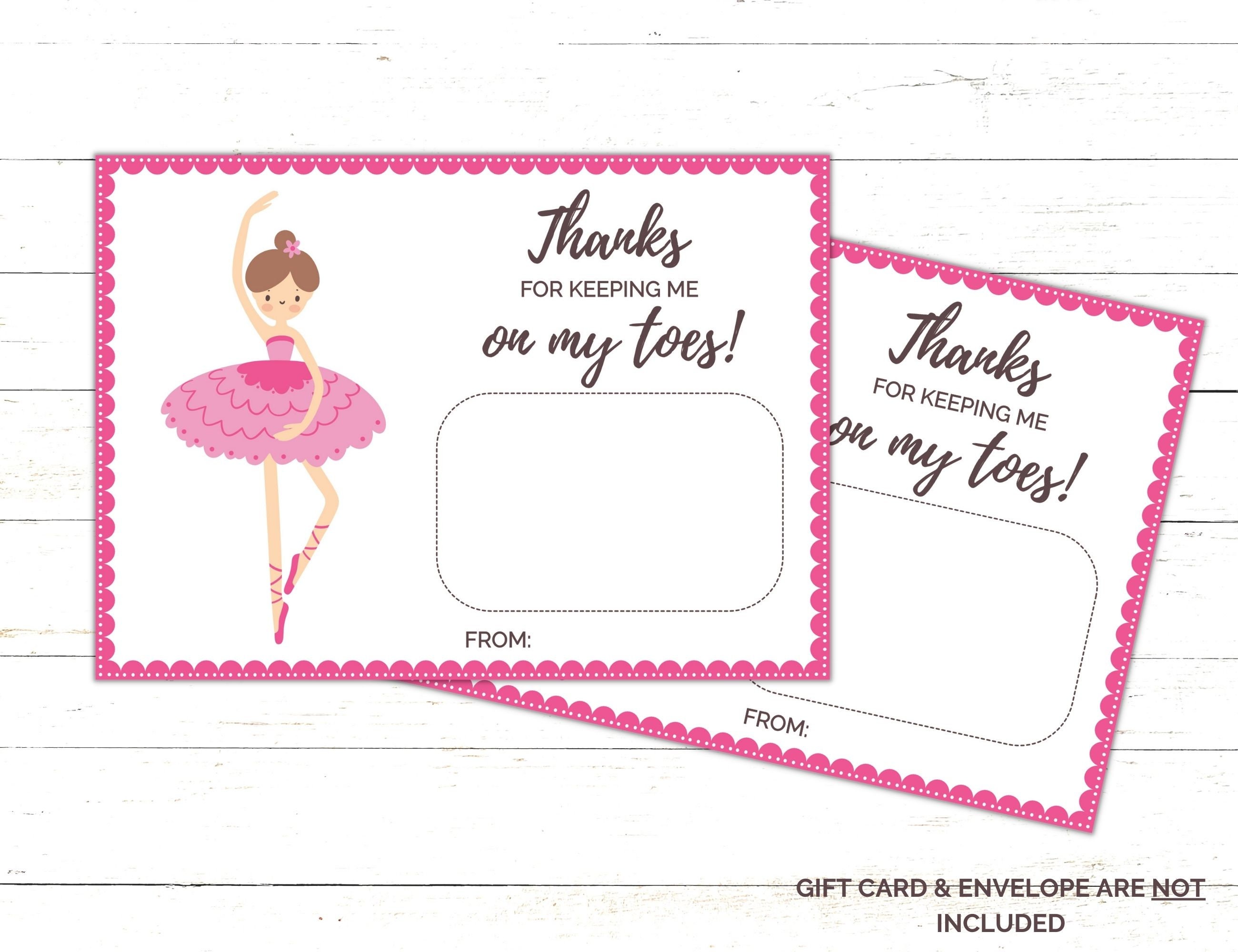 Printable Dance Teacher Thank You Card | Gift Card Holder | Dance ...