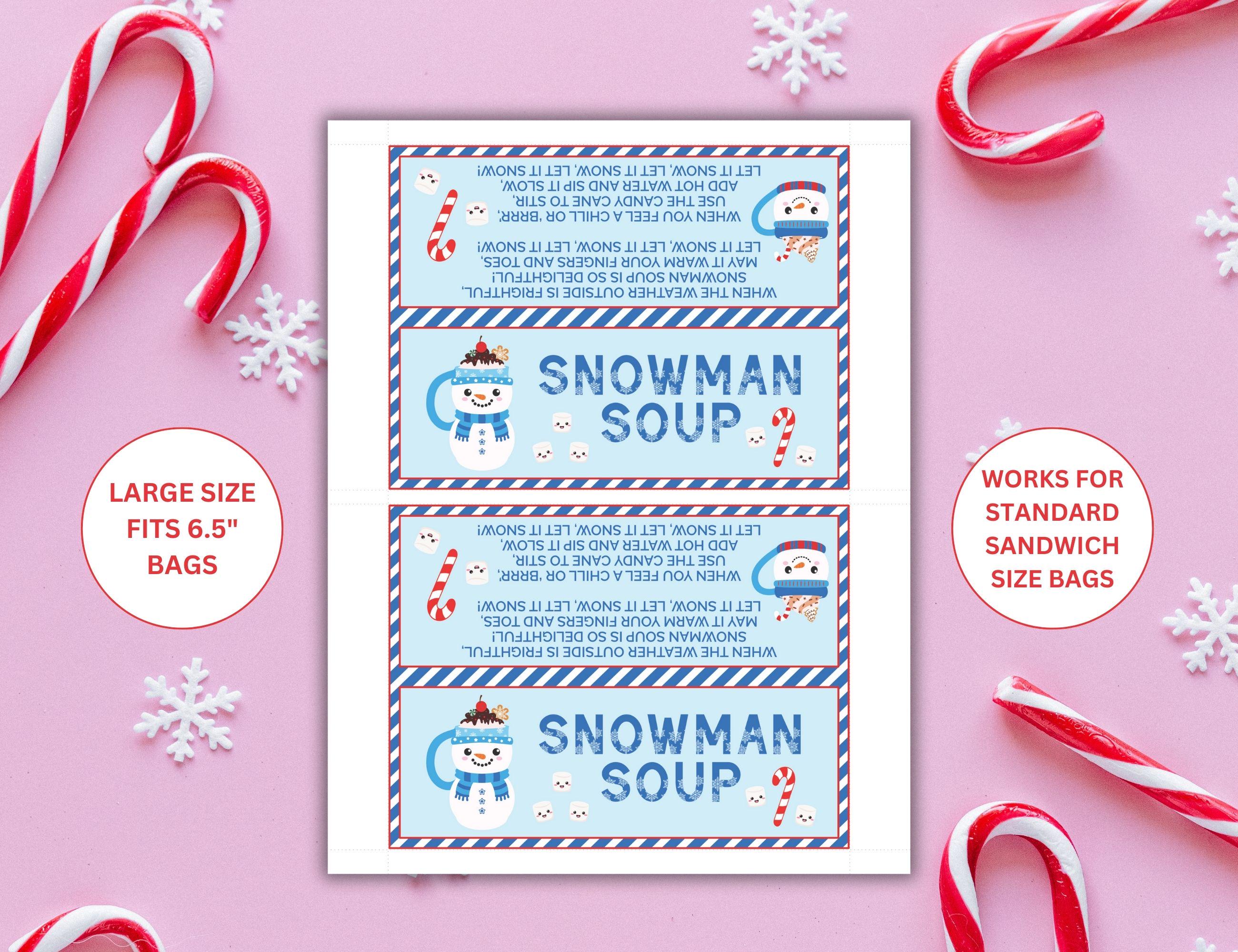 Snowman Soup Treat Bag Topper| Snowman Soup Tag | Hot Chocolate Favors ...