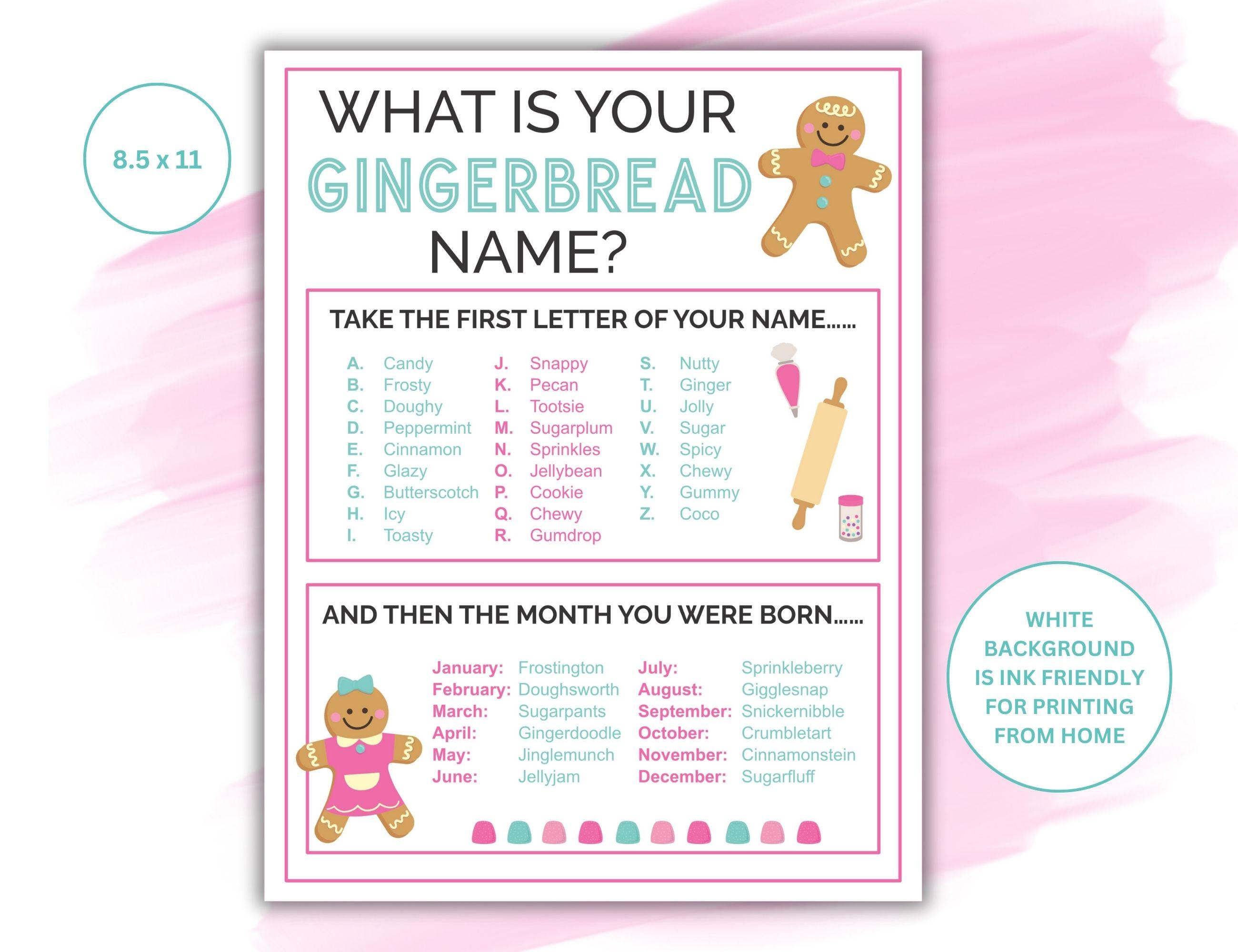 What is Your Gingerbread Name Printable Game With Name Tags ...