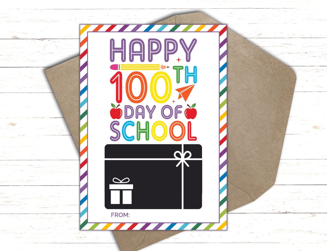 Happy 100th Day of School Gift Card Holder | Teacher Appreciation Card ...